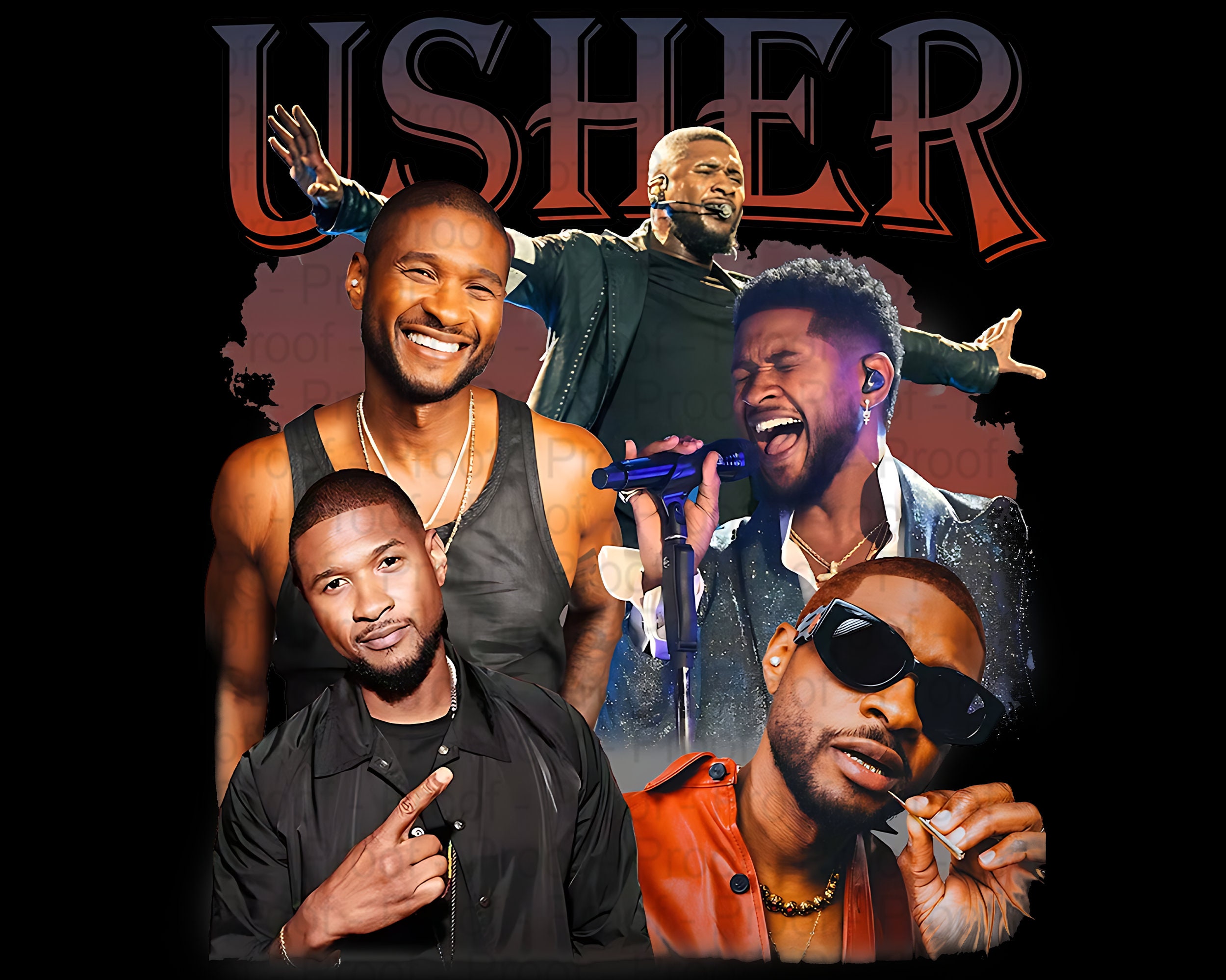 USHER Png, USHER T-shirt Design PNG Digital Raymond, R&B, Hiphop, Retro ...