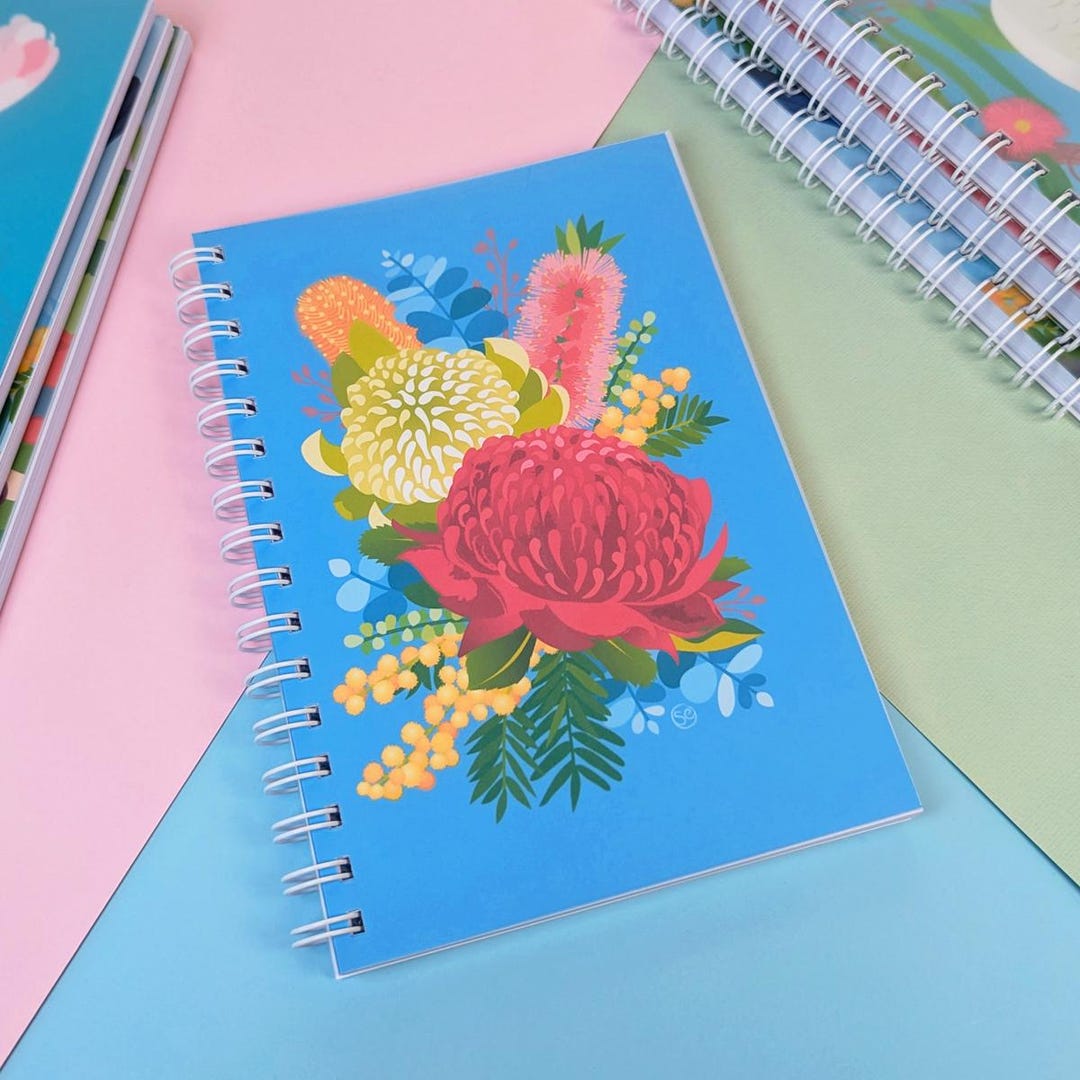 Australian Native Flowers Spiral-bound A5 Notebook | Bright and ...
