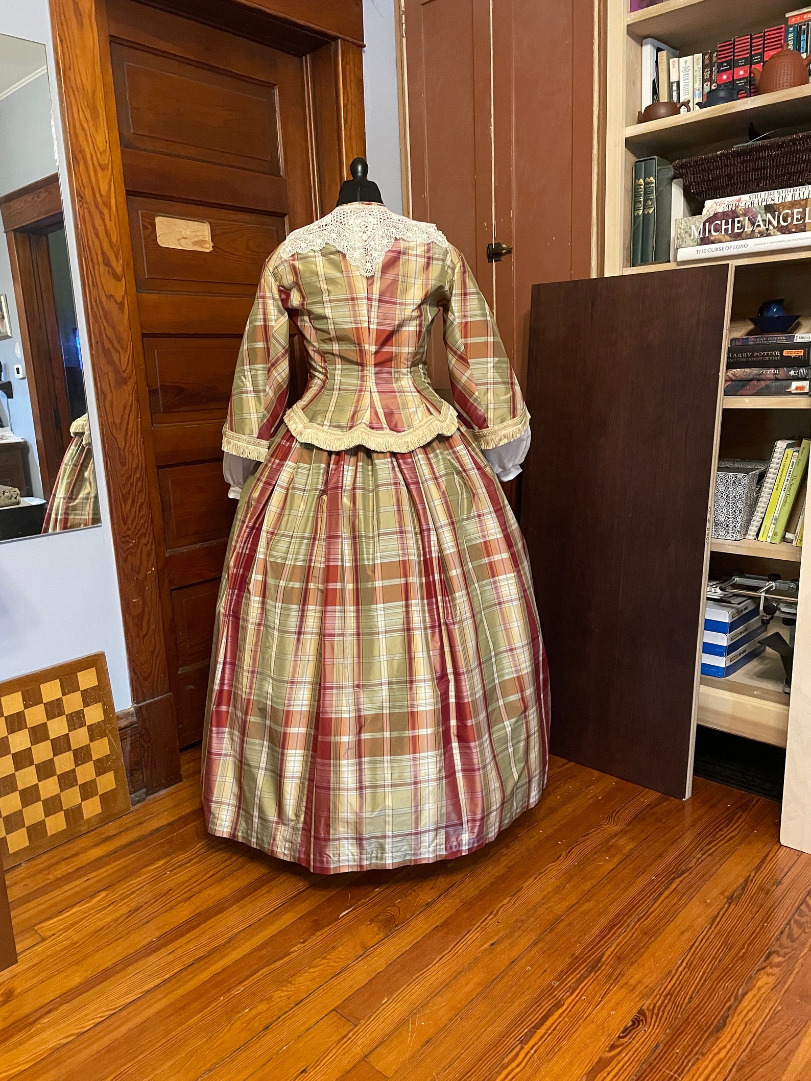 1850s Day Dress Size 8 Medium Silk Plaid Taffeta Civil War Border Wars ...
