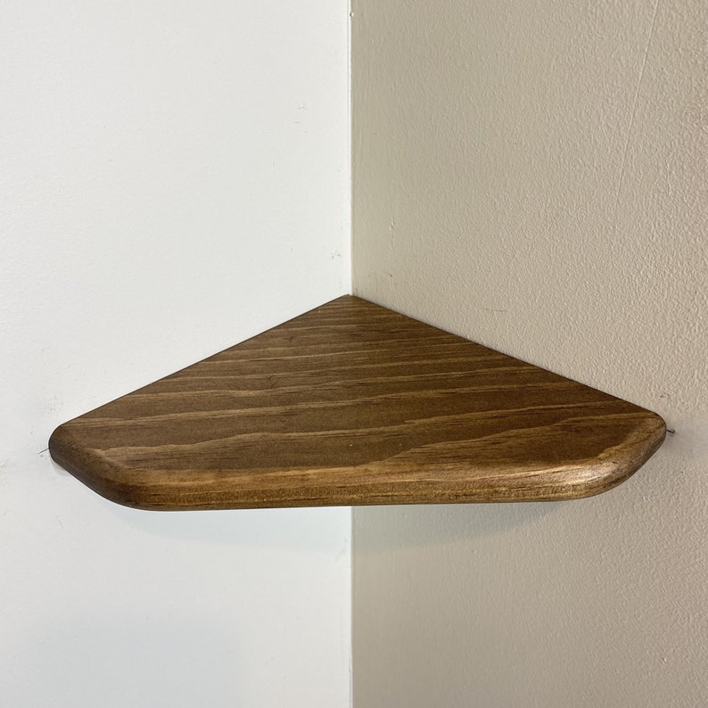 Pentagonal Radius Corner Shelves, Rounded Edge Rustic Floating Shelf, Unique Wall Wooden Craft ...