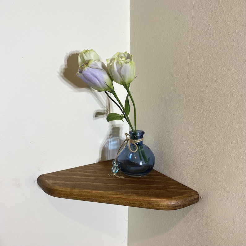 Pentagonal Radius Corner Shelves, Rounded Edge Rustic Floating Shelf, Unique Wall Wooden Craft ...