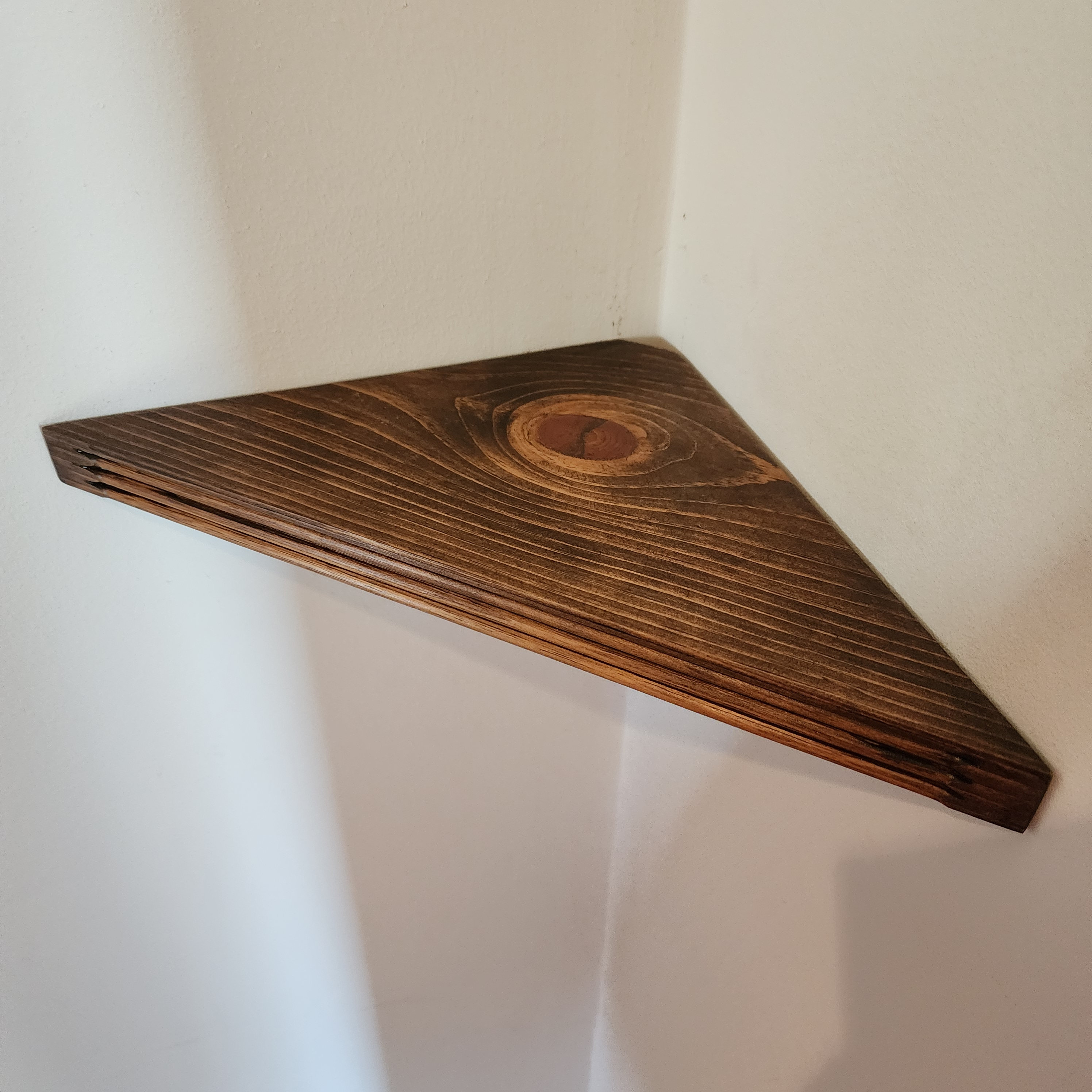 Corner Triangle Shelf With Milling, Wooden Shelf Storage, Floating ...