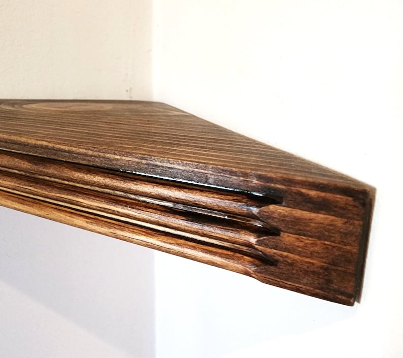 Corner Triangle Shelf With Milling, Wooden Shelf Storage, Floating ...