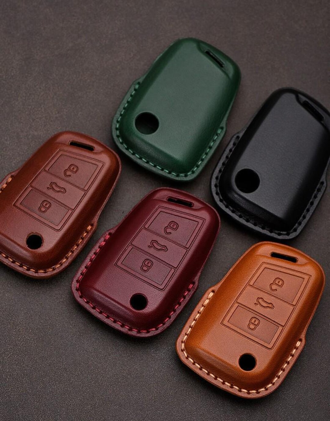 Leather Key Fob Cover for Volkswagen Tiguan Tayron Tharu Teramont ...