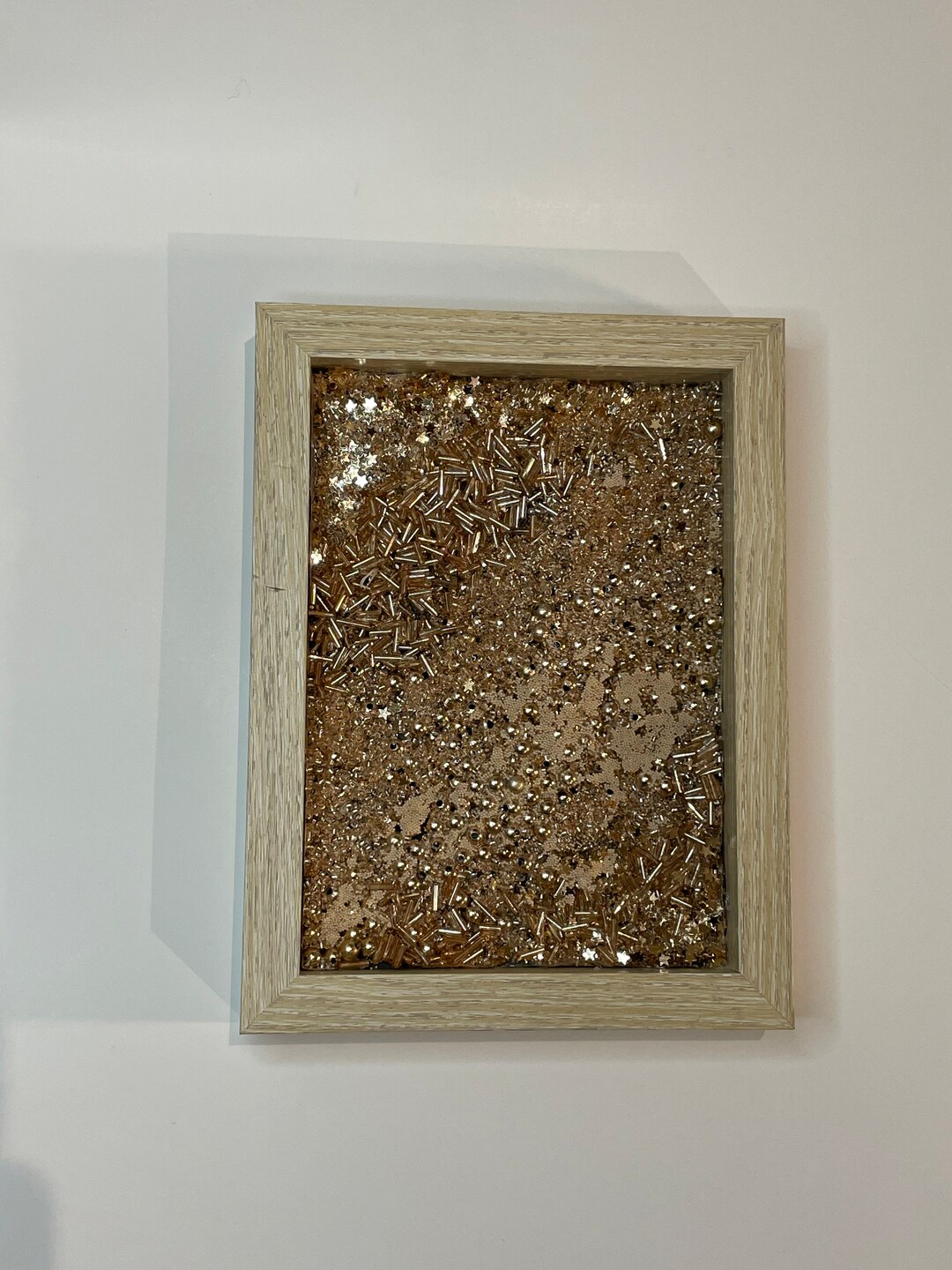 Rose Gold Crystal Style Bead Wall Art, Unique 6x8 Inch Framed Bead ...