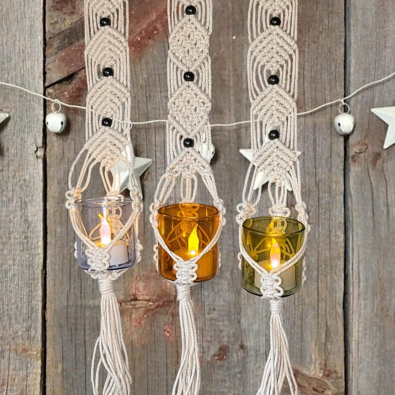 Macrame Candle Holder - Etsy