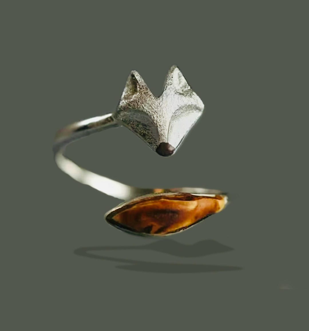 Silver Fox Ring Sterling Silver Ring Adjustable Sterling Silver Ring ...