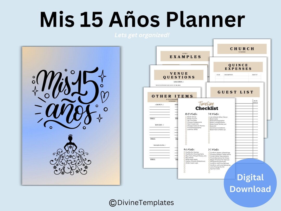 My 15 Planner, Quince Organizer, 15 Event Planner, Quince Timeline ...