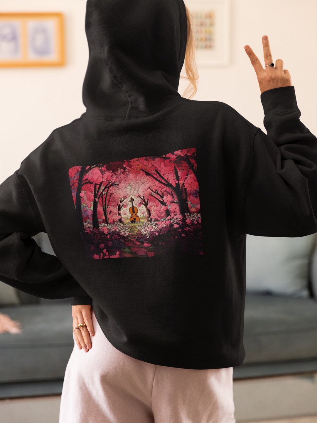 Cherry Blossom "spring" Violin Viola Unisex Heavy Blend™ Hooded ...