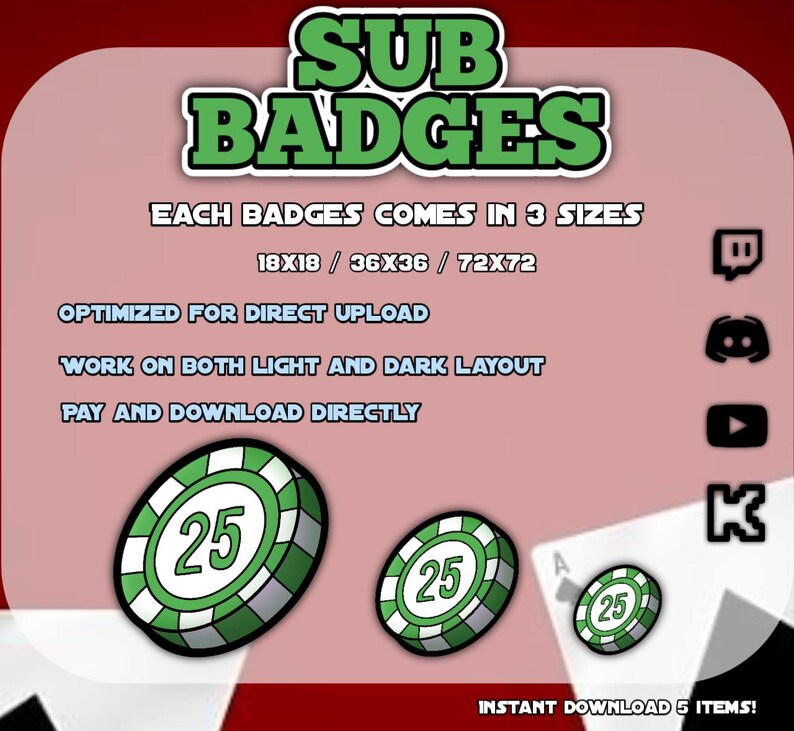 Twitch Sub Badges/ Twitch Poker Sub-badges/twitch Poker Badges /emotes ...