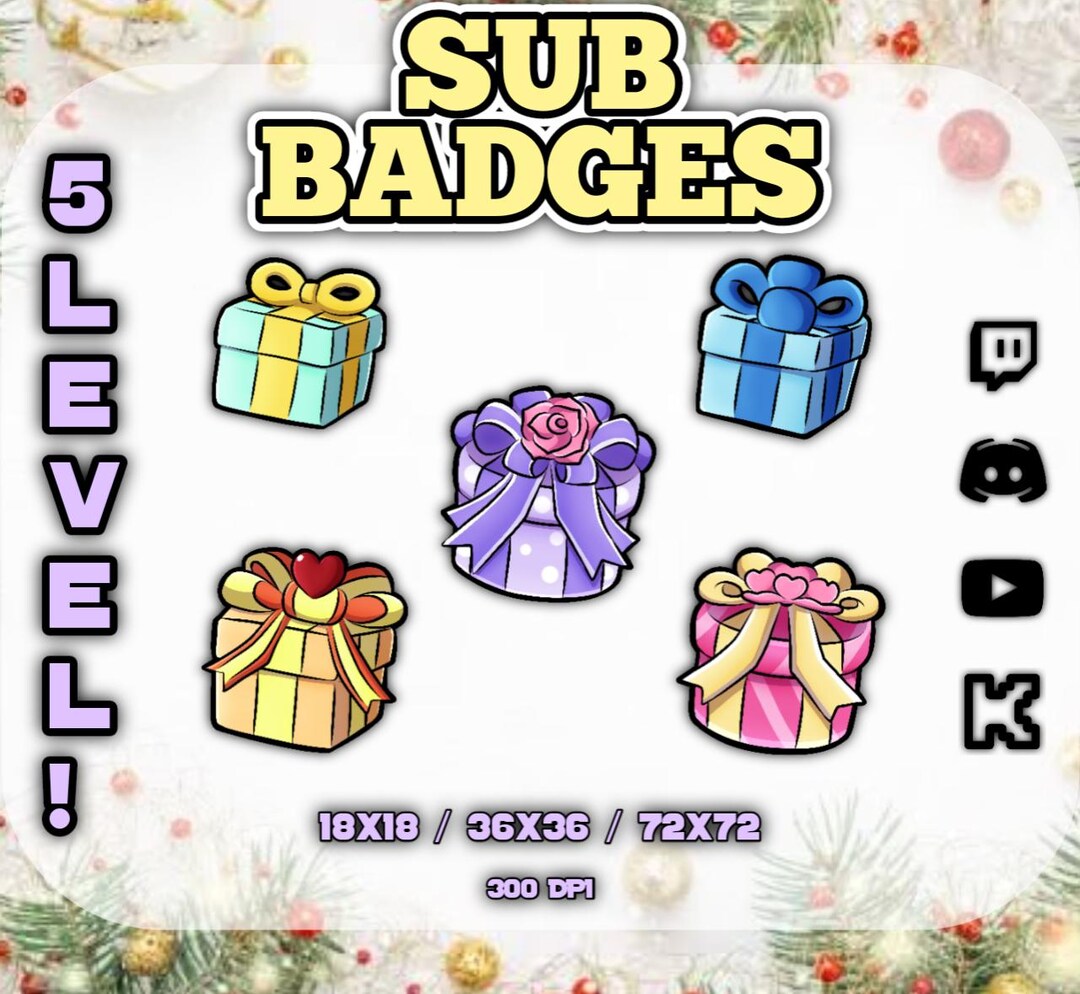 Gift Sub Badges/ Twitch Gift Sub Badges/ Emotes/ Stickers/ Badges - Etsy