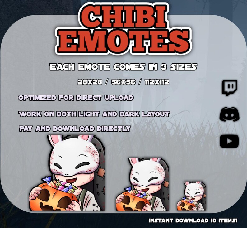 Horror Chibi Emotes: Jason, Hunter Halloween Emotes- Twitch, Kick ...