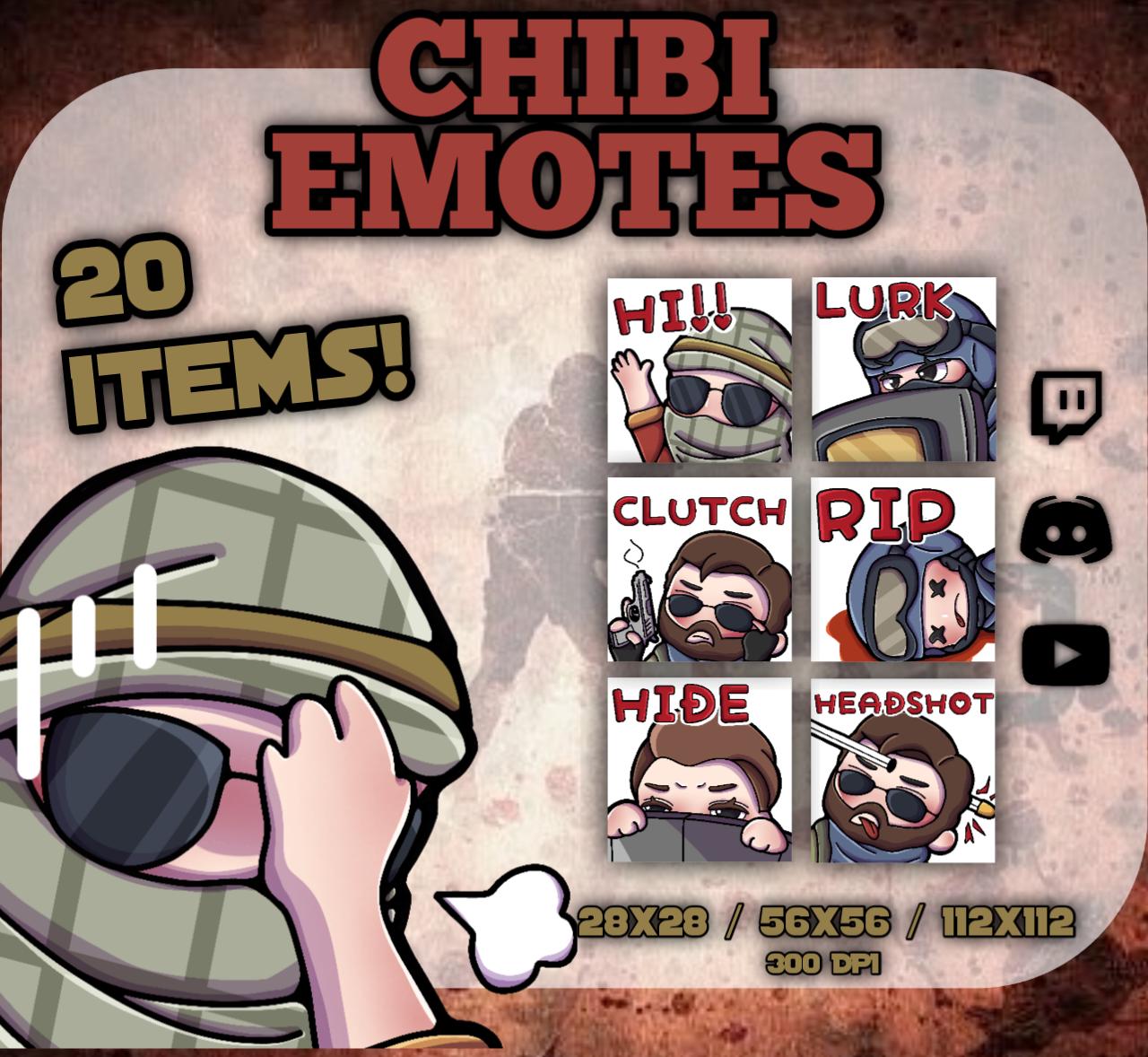 CS GO Emotes for Twitch Discord Youtube Kick/ Counter Strike Emotes ...