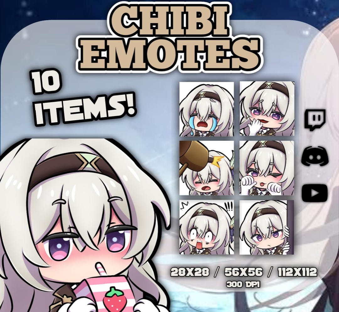 Firefly Twitch Emotes – 10 Honkai Star Rail Anime Emotes | Vtuber ...