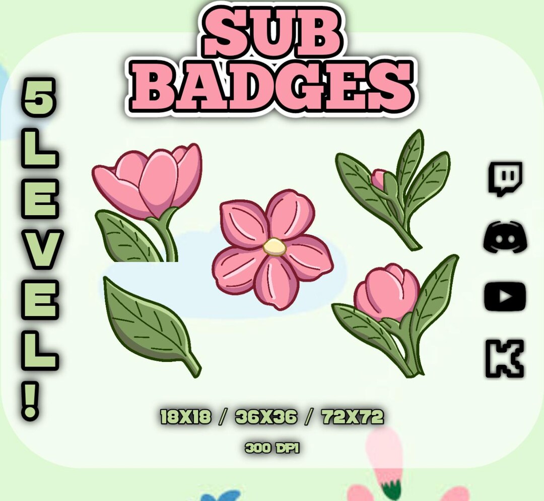 Twitch Sub Badges/ Twitch Flower Sub Badges/ Emotes/stickers/ Badges ...