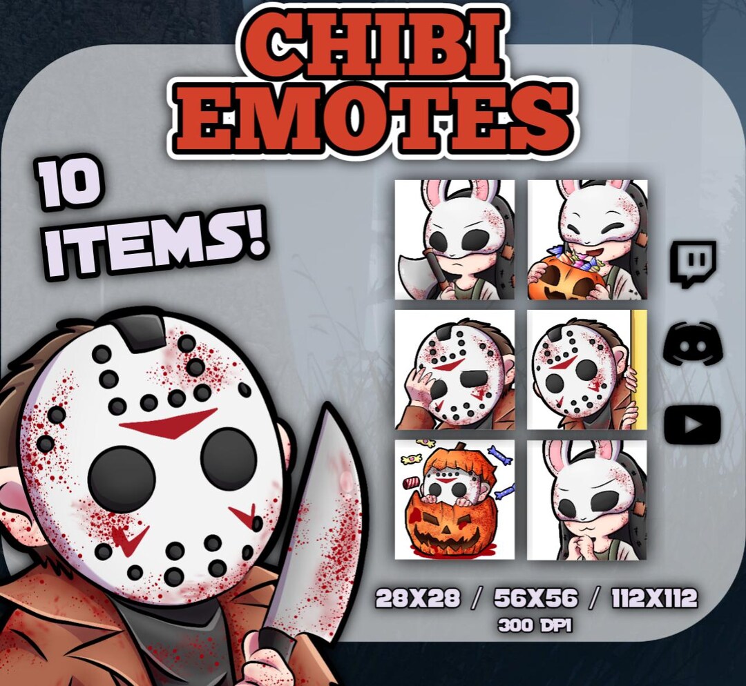 Horror Chibi Emotes: Jason, Hunter Halloween Emotes- Twitch, Kick ...