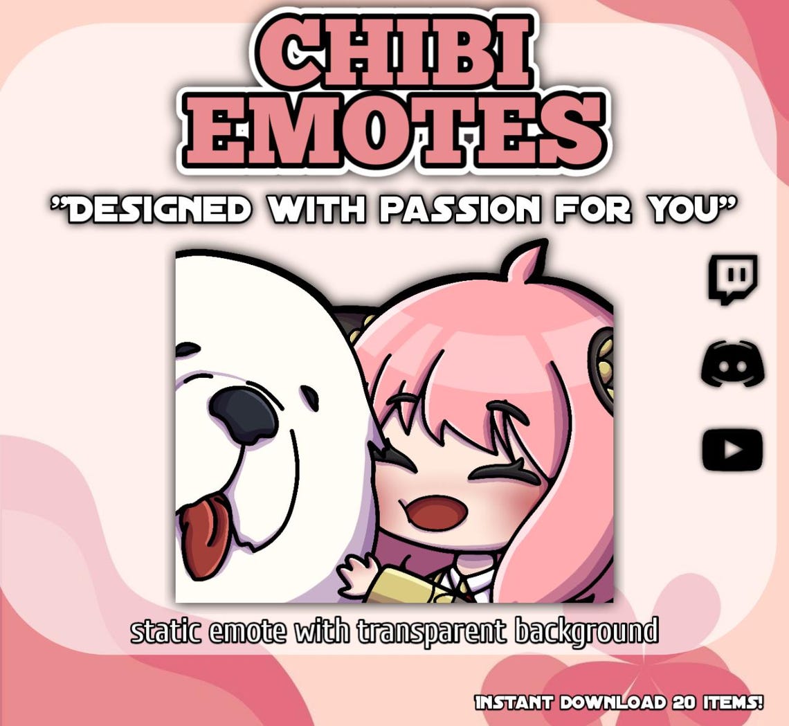 Spy X Family/ Anya Forger 20 Emotes for Twitch, Discord, Youtube, Kick ...