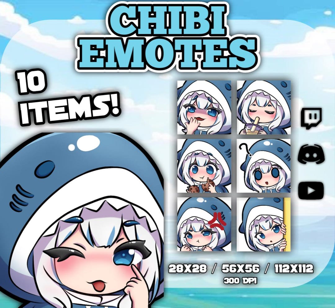 Gawr Gura Emotes/ Hololive Emotes/ Vtuber Emotes/ Hololive EN/ Pack of ...