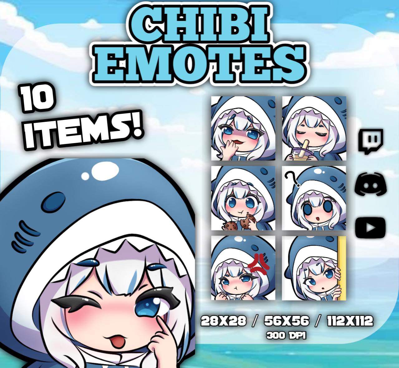 Gawr Gura Emotes/ Hololive Emotes/ Vtuber Emotes/ Hololive EN/ Pack of ...