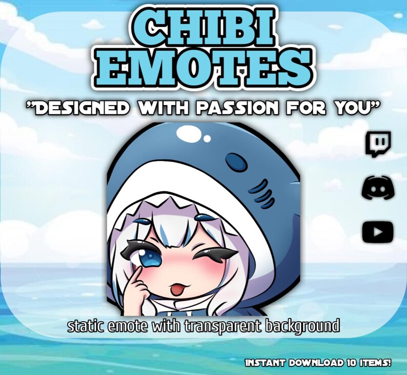 Gawr Gura Emotes/ Hololive Emotes/ Vtuber Emotes/ Hololive EN/ Pack of ...