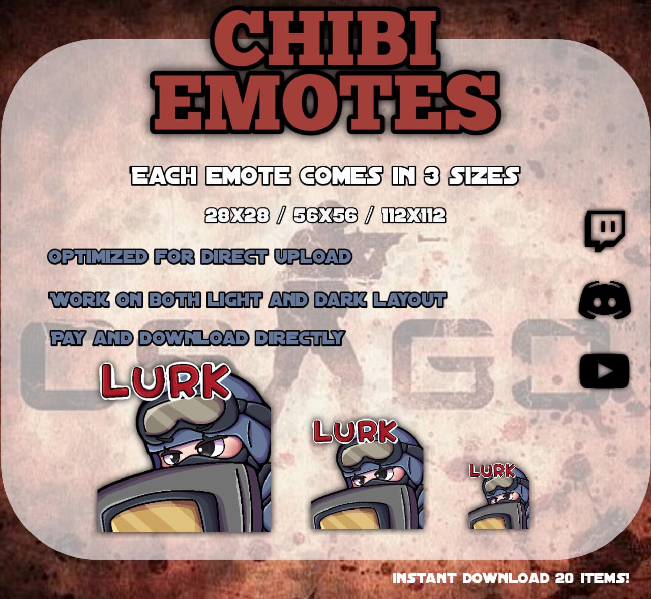 CS GO Emotes for Twitch Discord Youtube Kick/ Counter Strike Emotes ...