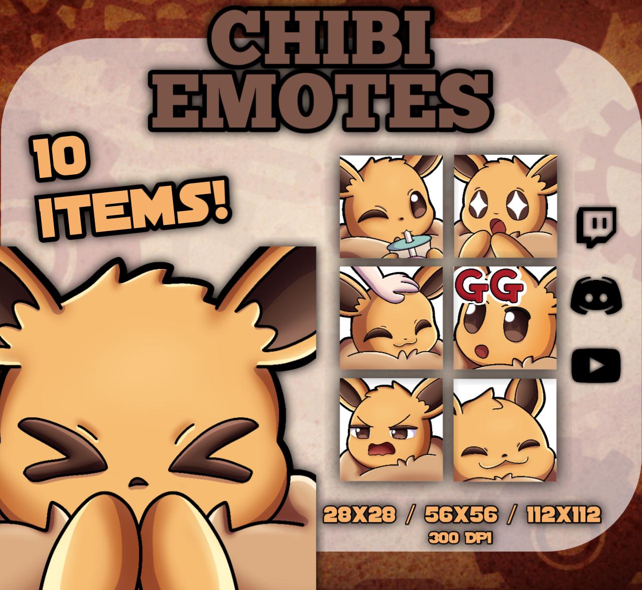 Eevee Pokemon Emotes/ Pokemon Emotes/ Emotes for Twitch, Discord, Kick ...