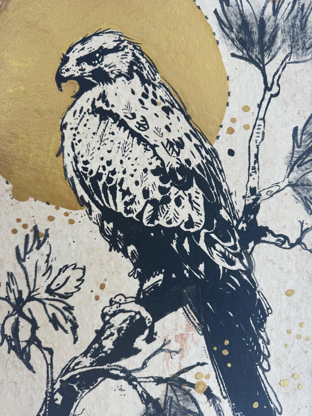 Gold Moon Red Tailed Hawk - Original Painting & Print - Etsy