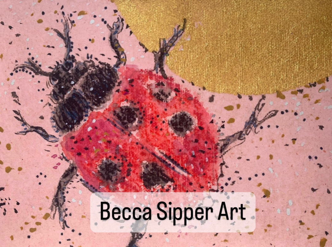 Pink Gold Moon Lady Bug Print - Various Sizes - Etsy