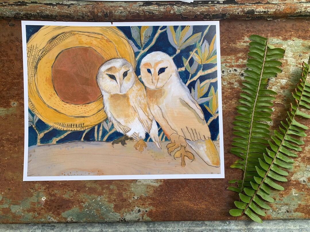 Copper Moon Barn Owl Print Archival Print 8X10 Inches - Etsy