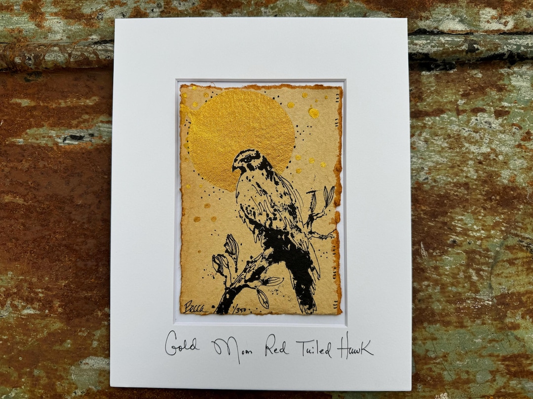 Gold Moon Red Tailed Hawk - Original Painting & Print - Etsy