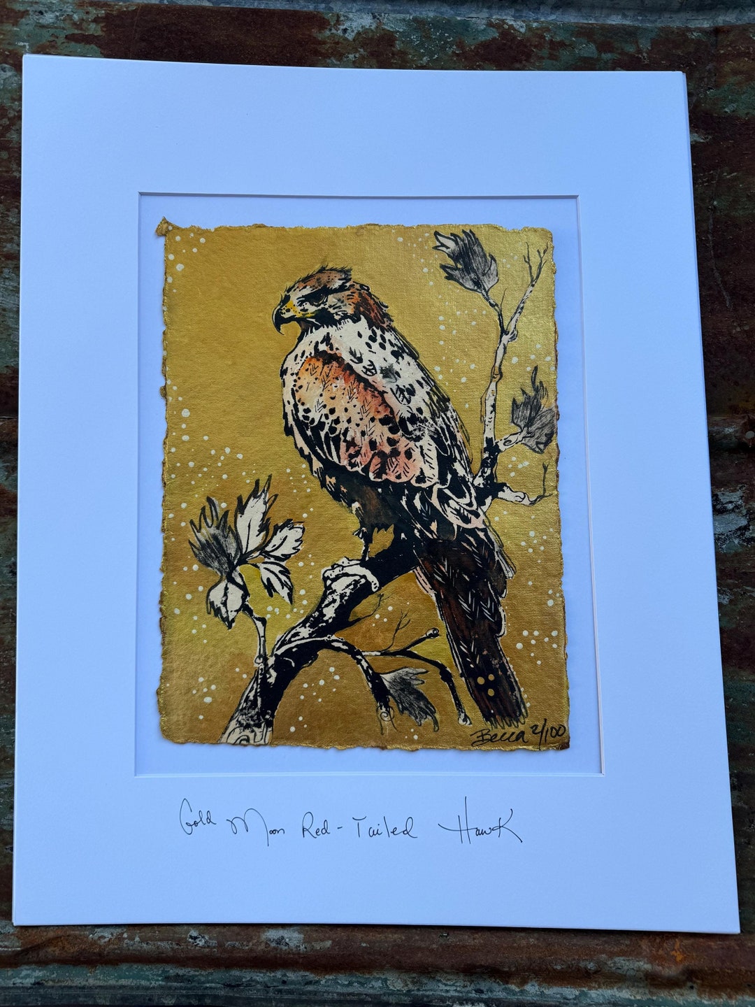 Golden Moon Red Tailed Hawk - Original Painting & Print - Etsy