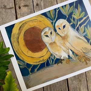 Copper Moon Barn Owl Print Archival Print 8X10 Inches - Etsy