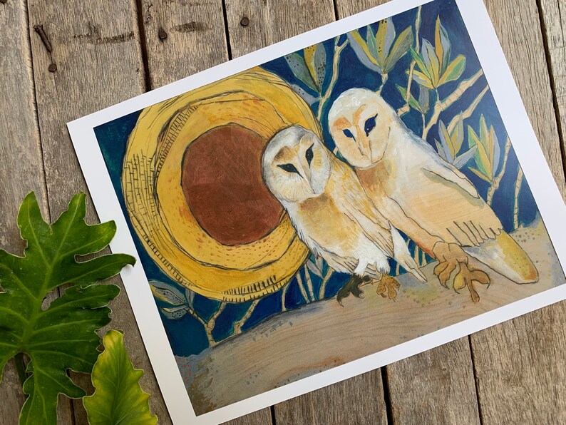 Copper Moon Barn Owl Print Archival Print 8X10 Inches | Etsy
