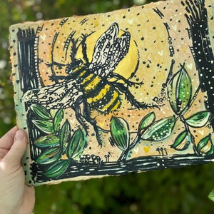 Golden Moon Honey Bee Moon Glow - Original Painting & Print - Etsy