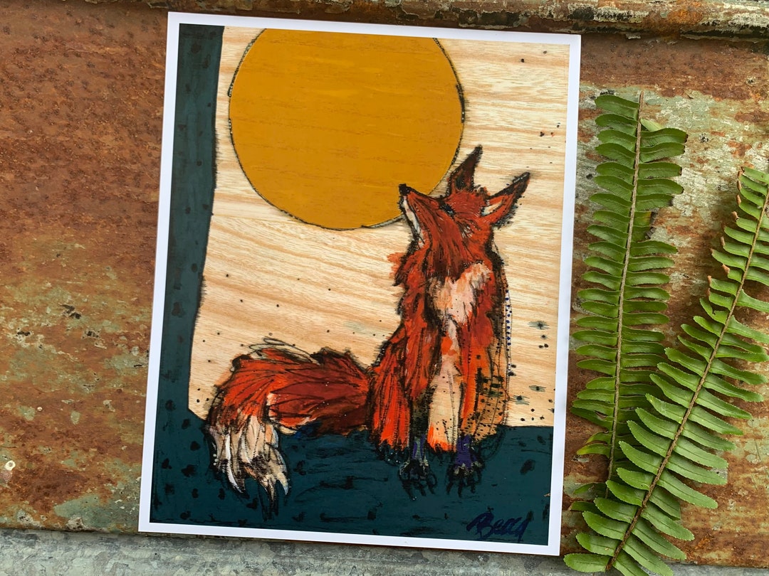 Moon Gazer Fox Print - Various Sizes - Etsy