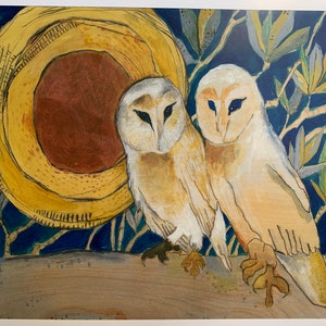 Copper Moon Barn Owl Print Archival Print 8X10 Inches - Etsy