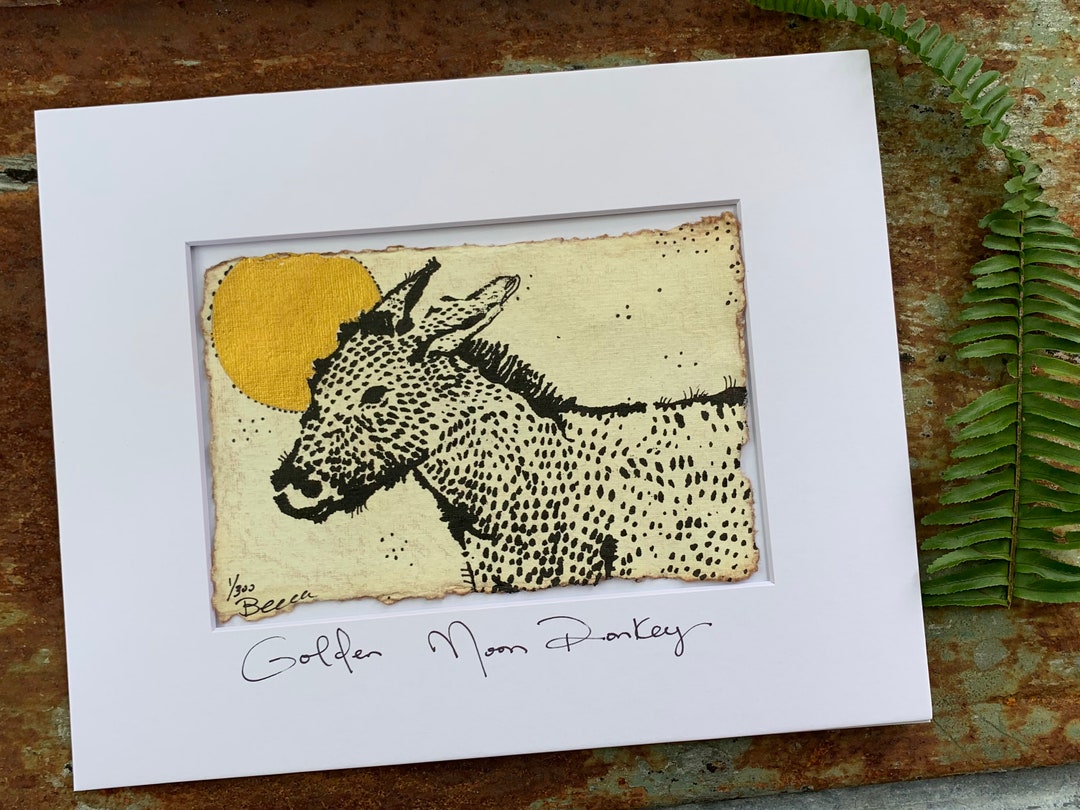 Golden Moon Donkey - Original Painting & Print - Etsy