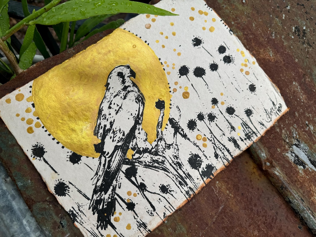 Gold Moon Hawk Dream - Original Painting & Print - Etsy
