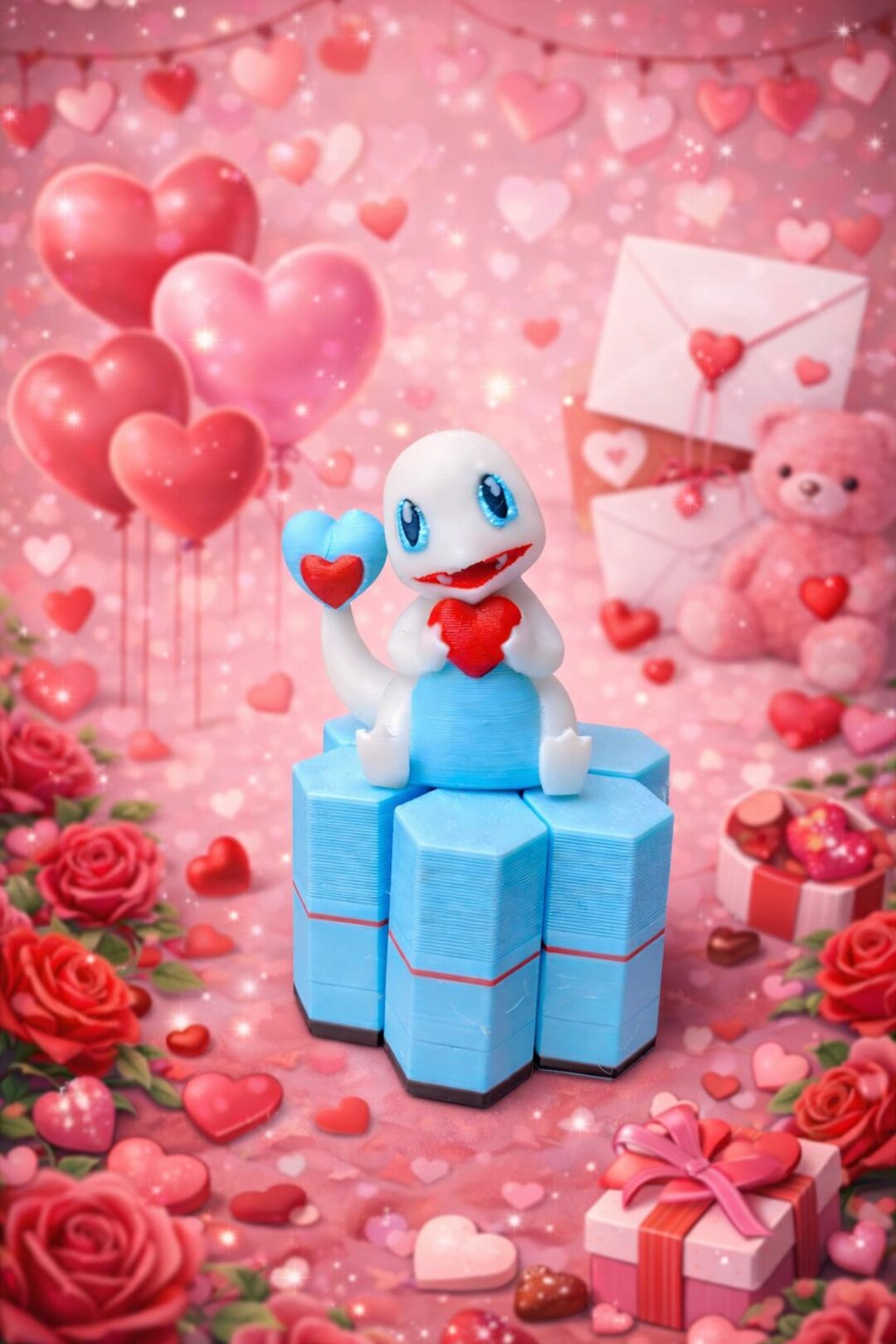A Custom White Valentine Charmander 3D Print - Etsy