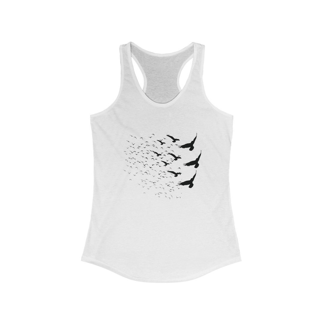 Tank Bird ,shirt,flock of Birds ,loose Tee ,gift for Her, Nature,wild ...