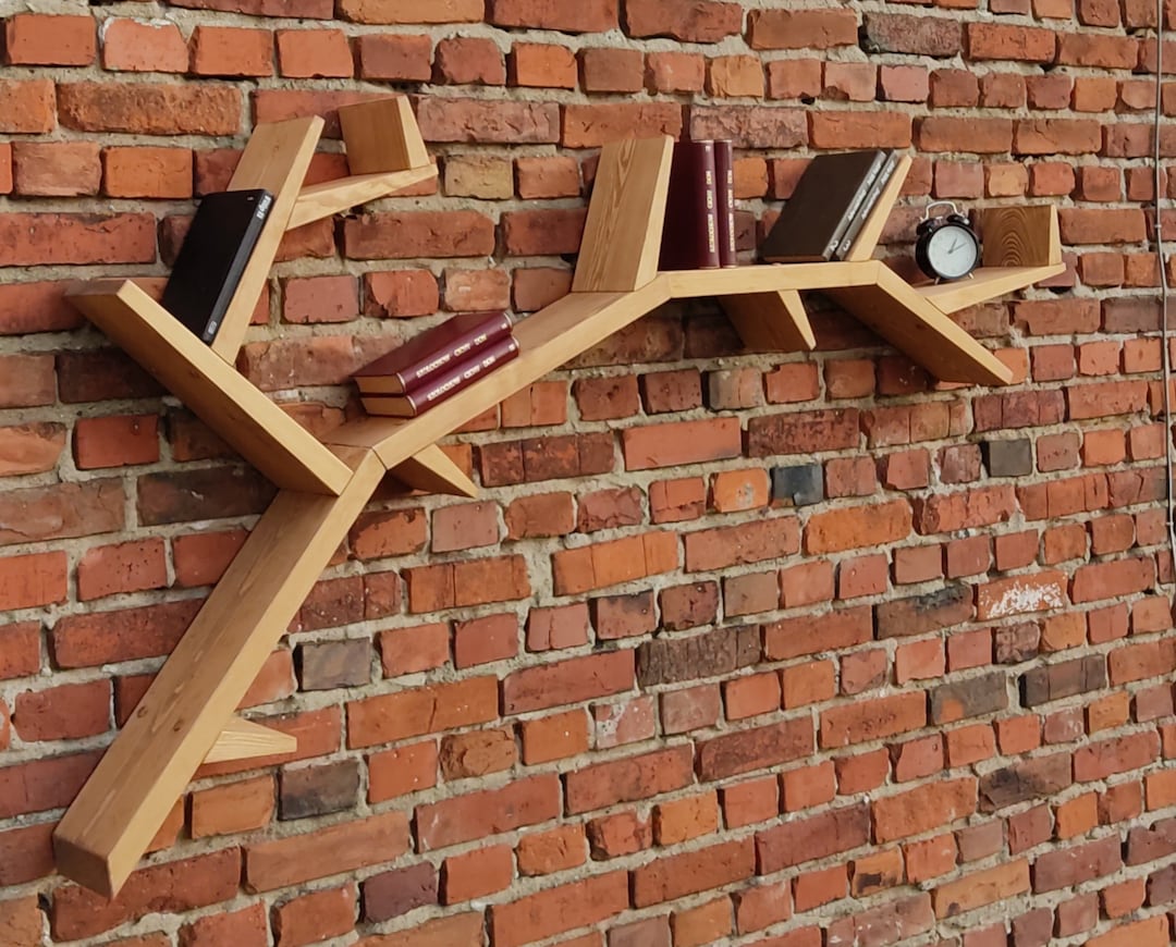Tree Branch Bookshelf, Floating Bookshelves, Handmade Furniture, Book ...