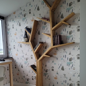 Handmade Tree Branch Bookshelf, Natural Wood, Nursery Room Bookshelf ...