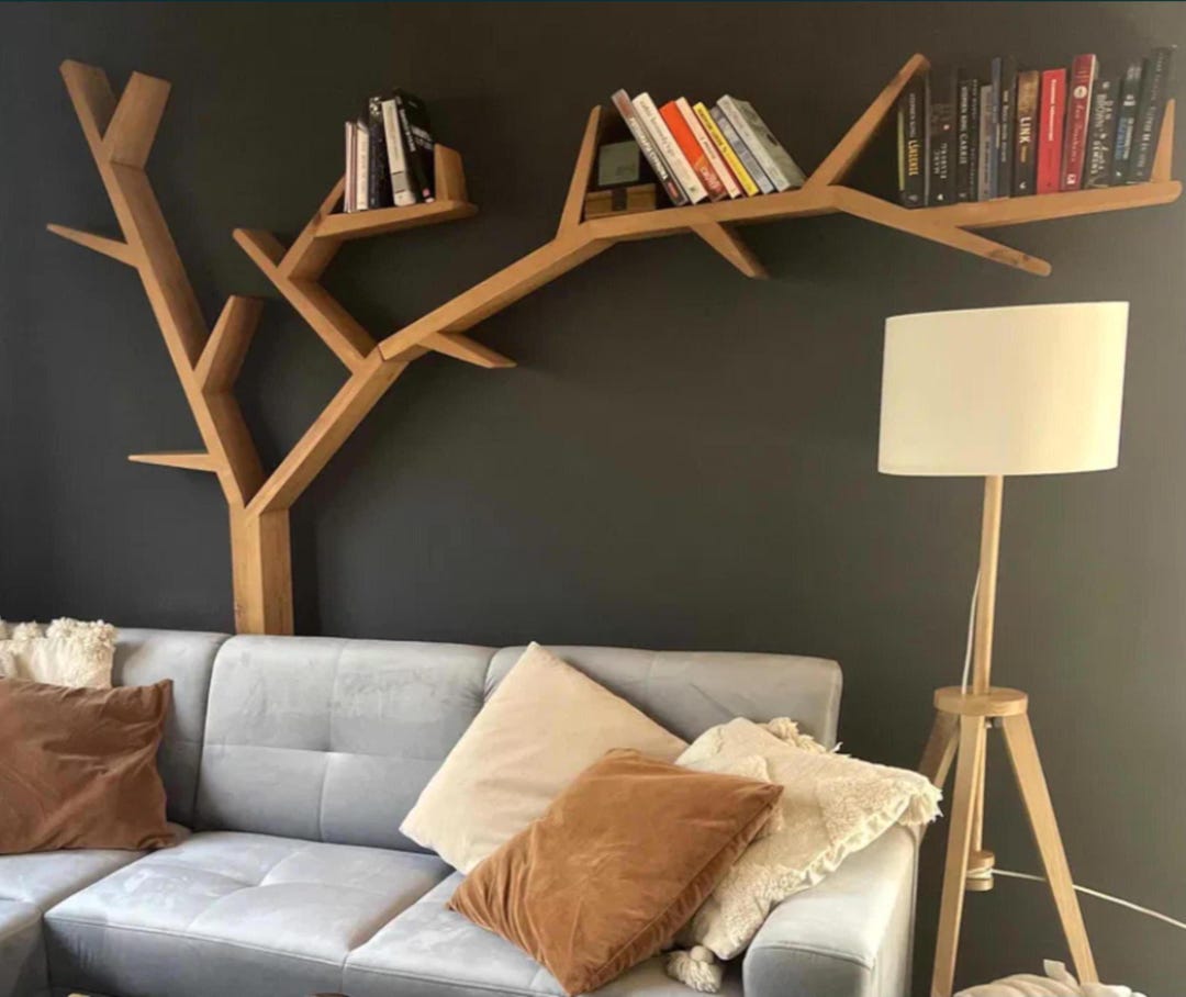 Handmade 100% Pine Wood Tree Branch Bookshelf, Nursery Decor, Baby Room ...