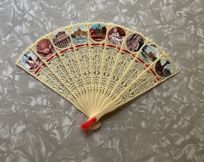Fan Souvenir Vintage Celluloid Folding Fan Basilicas of Rome Italy - Etsy