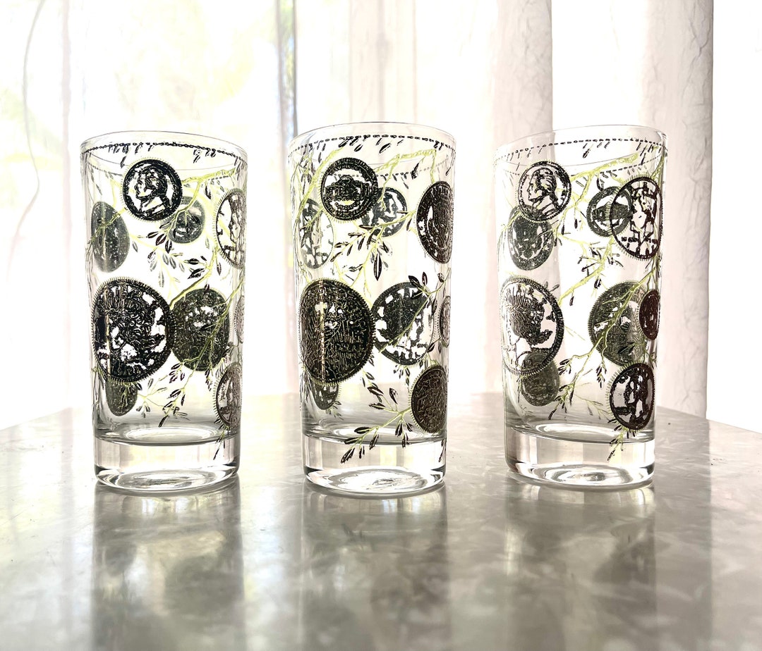 MCM Glasses Barware Midas Coins With Vines Set of 3 by Culver, Ltd. - Etsy