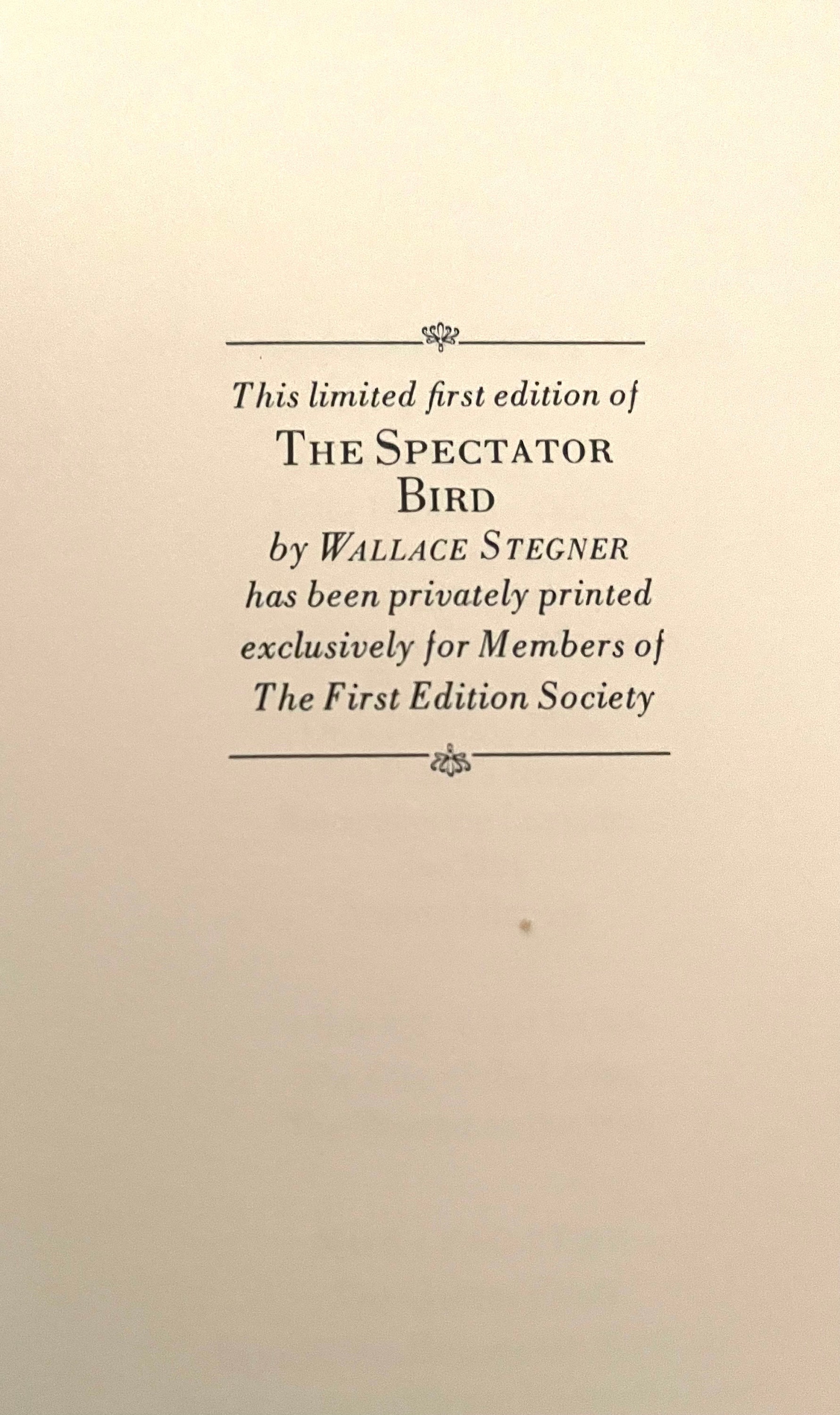 The Spectator Bird by Wallace Stegner Vintage Hardcover Leather Book ...