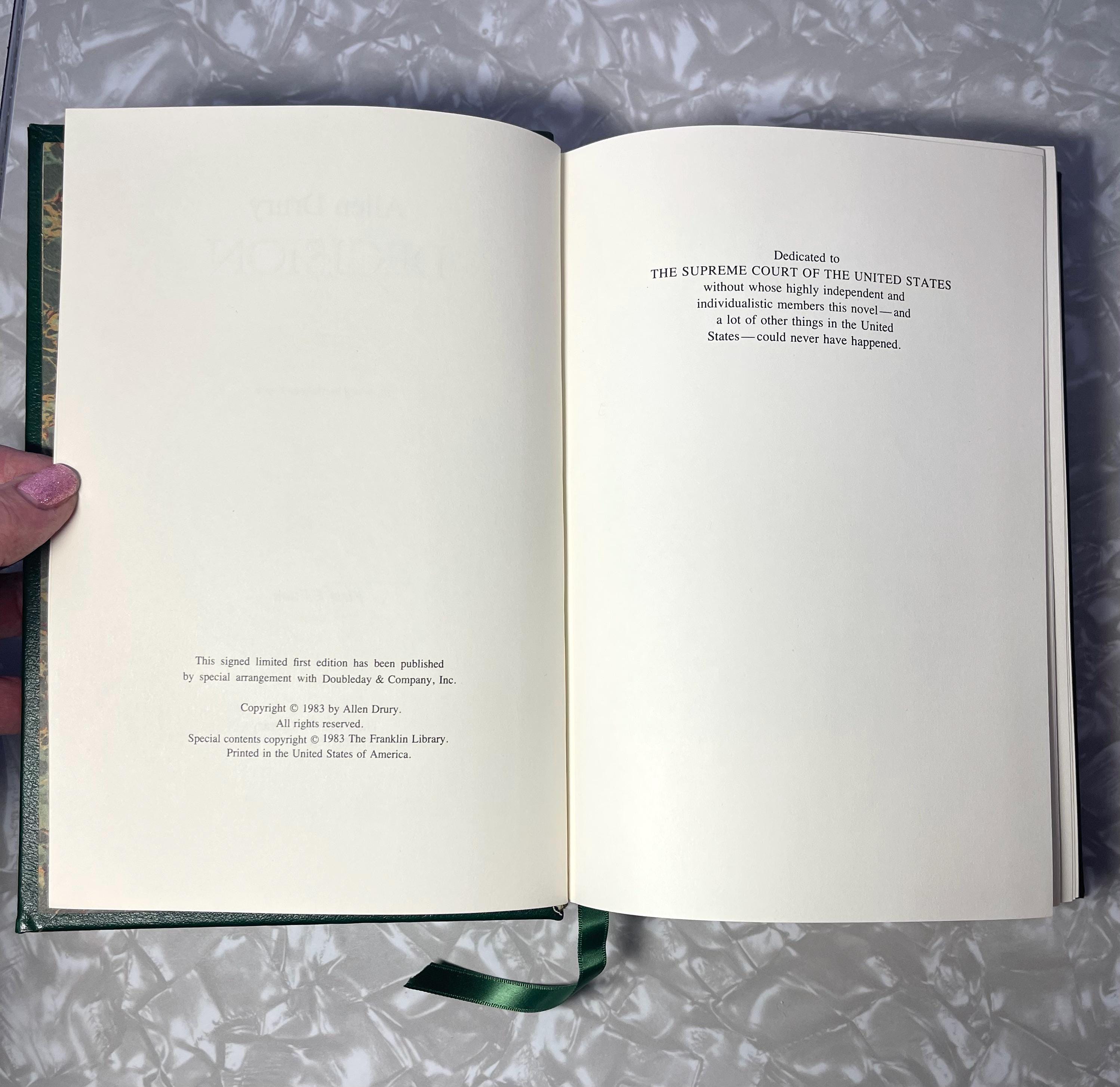 Signed First Edition Book "decision" by Allen Drury Franklin Library ...