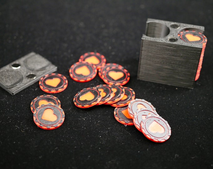 Premium Heart Tokens - Set of 30 With Magnetic Storage | Replacement ...
