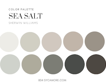 Sea Salt Paint Color Palette, Sherwin Williams, Interior Paint Palette ...