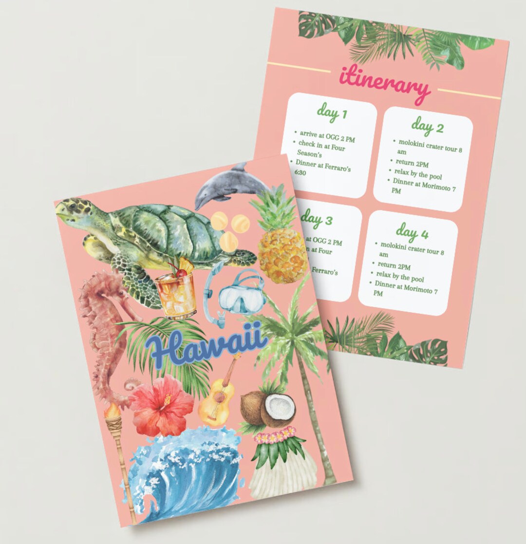 Hawaii Itinerary Downloadable Template - Etsy